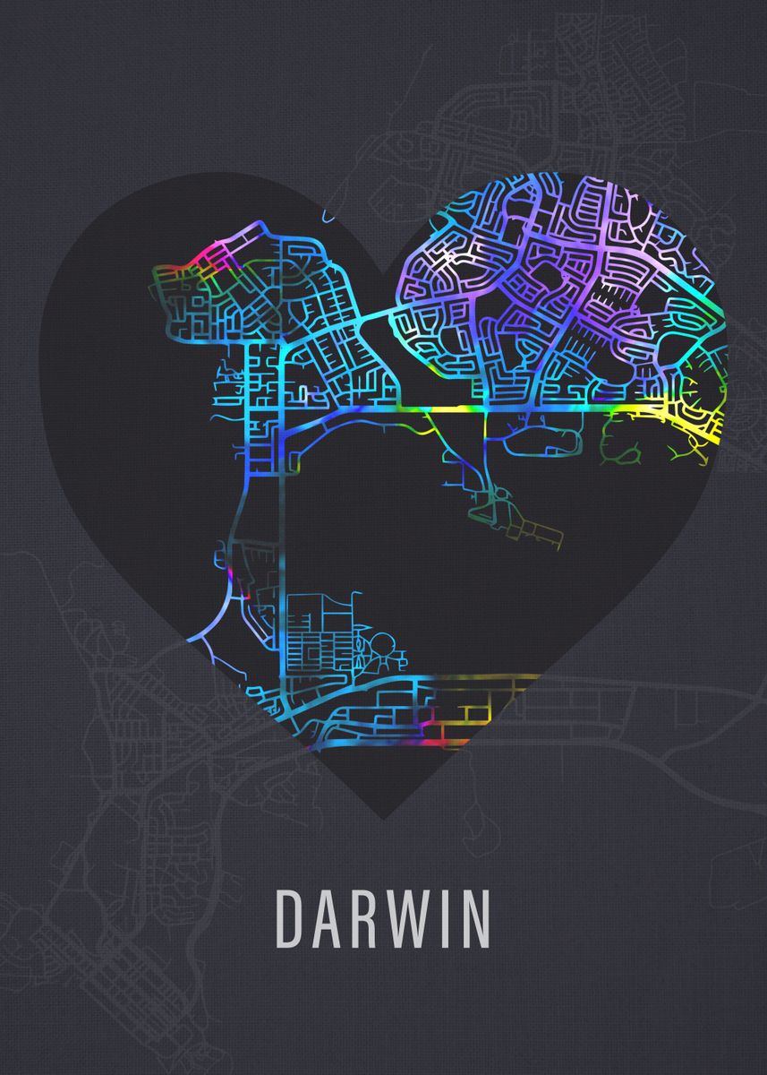 'Darwin Australia City Map' Poster by Design Turnpike | Displate