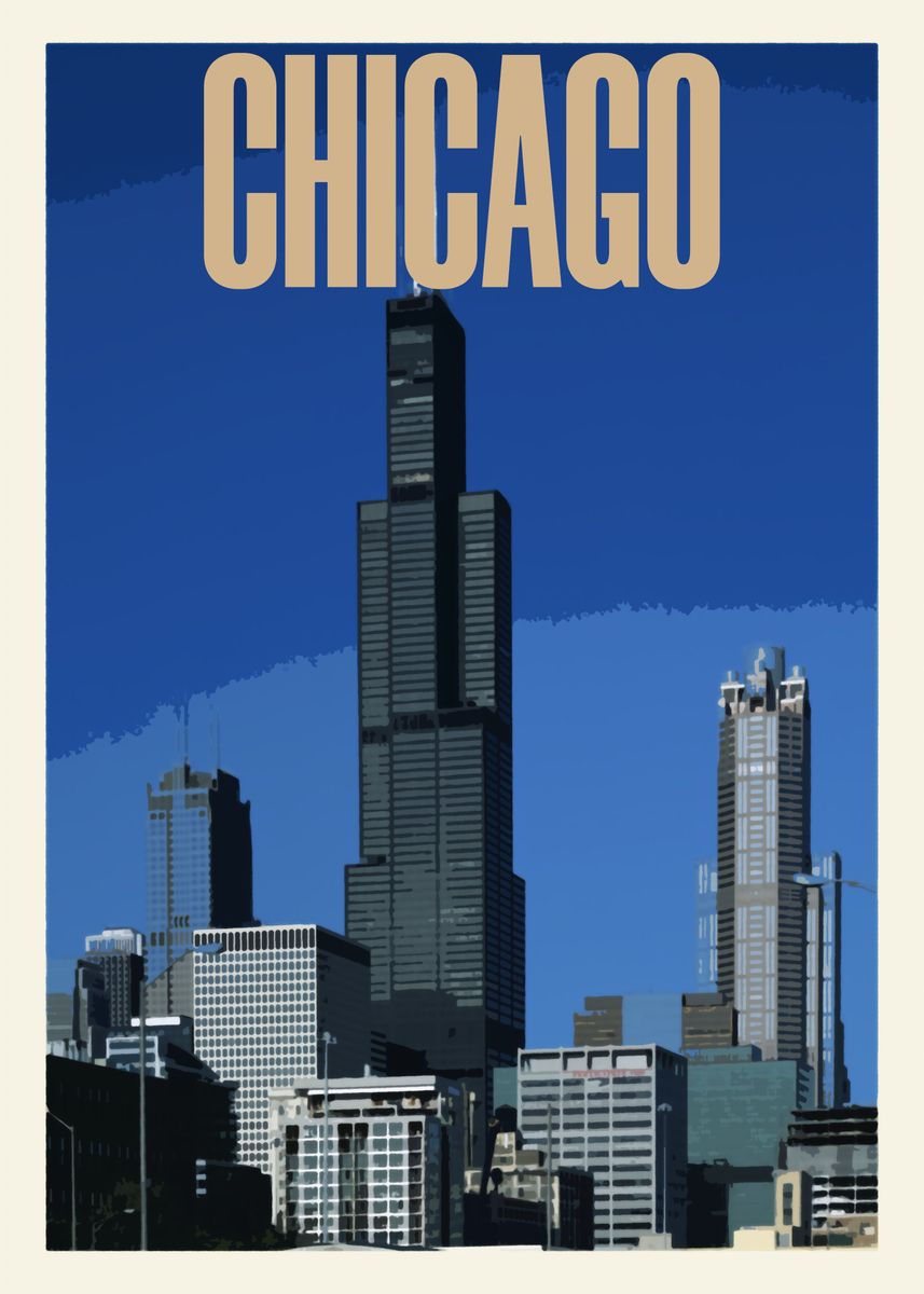 'Chicago Vintage Poster' Poster, picture, metal print, paint by ...
