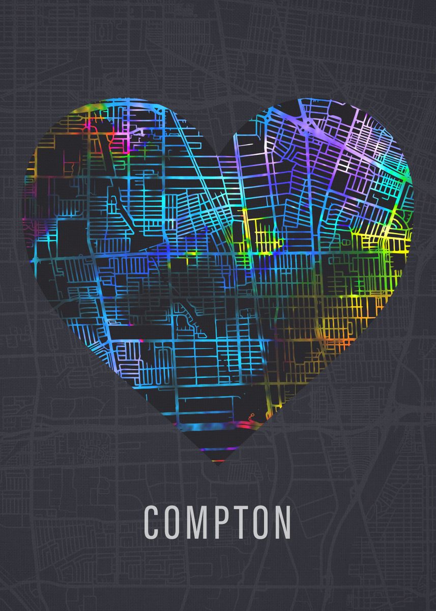 'Compton California City' Poster, picture, metal print, paint by Design ...