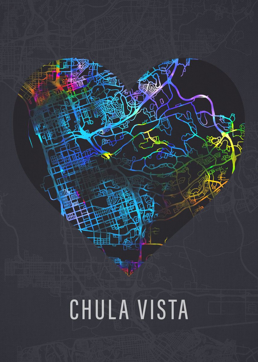 'Chula Vista California Map' Poster by Design Turnpike | Displate