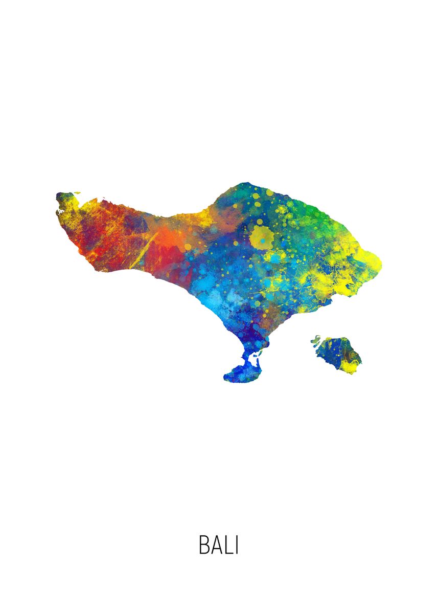 'Bali Map' Poster, picture, metal print, paint by Michael Tompsett ...