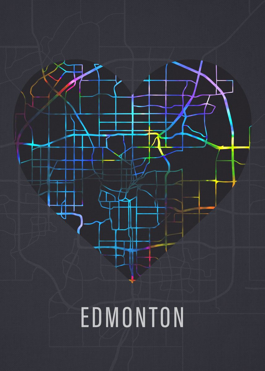 'Edmonton Alberta City Map' Poster, picture, metal print, paint by ...