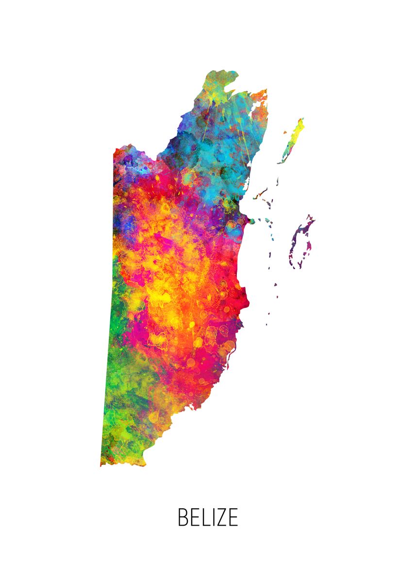 'Belize Map' Poster, picture, metal print, paint by Michael Tompsett ...