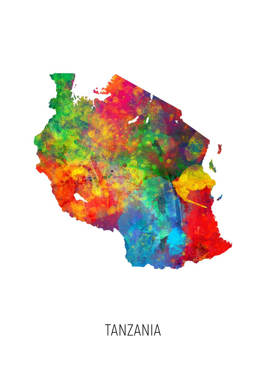 'Tanzania Map' Poster, picture, metal print, paint by Michael Tompsett ...