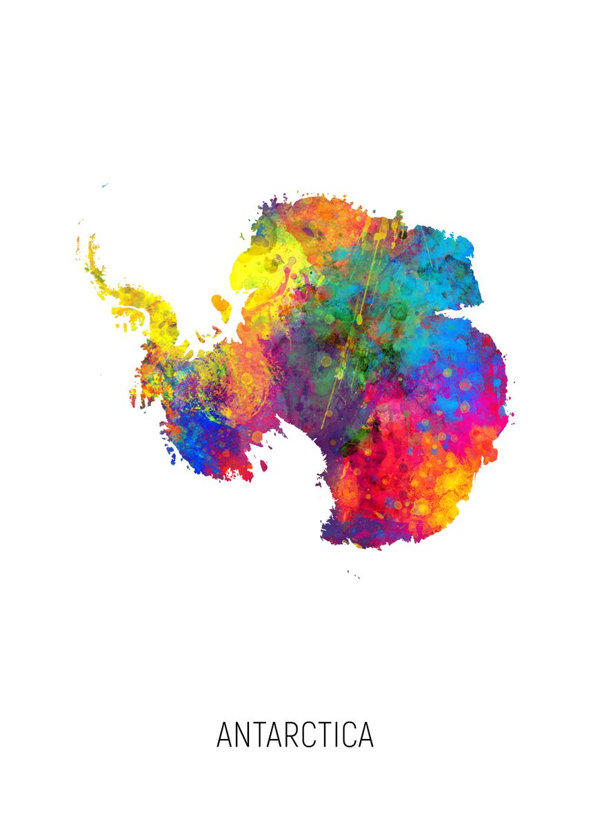 'Antarctica Map' Poster, picture, metal print, paint by Michael ...