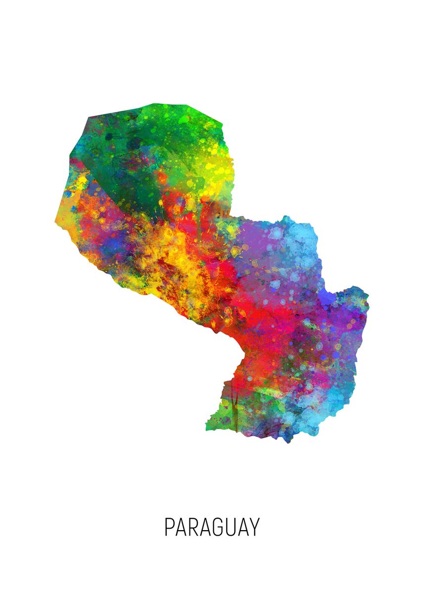 'Paraguay Map' Poster, picture, metal print, paint by Michael Tompsett ...