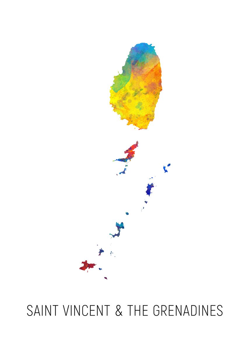 'St Vincent Grenadines Map' Poster, picture, metal print, paint by ...