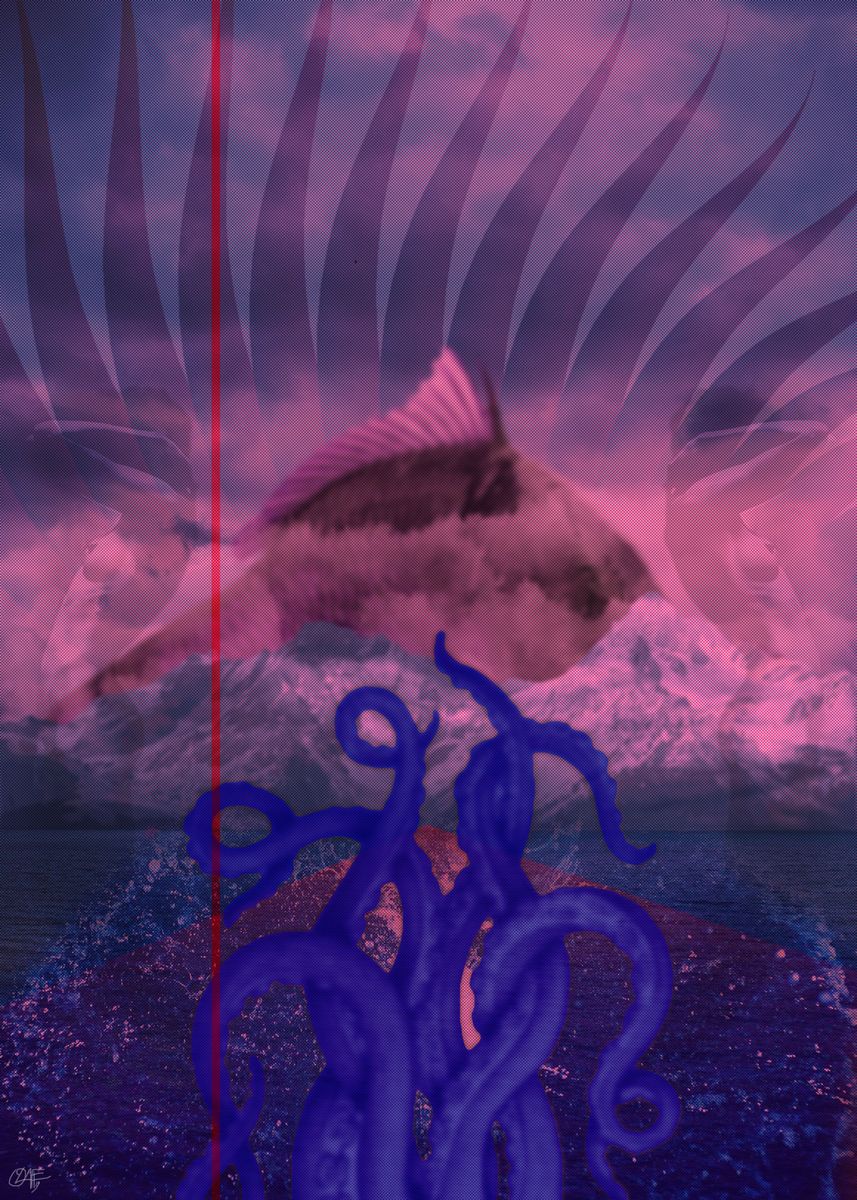 'octopus fiction' Poster, picture, metal print, paint by OLAFF Crown ...