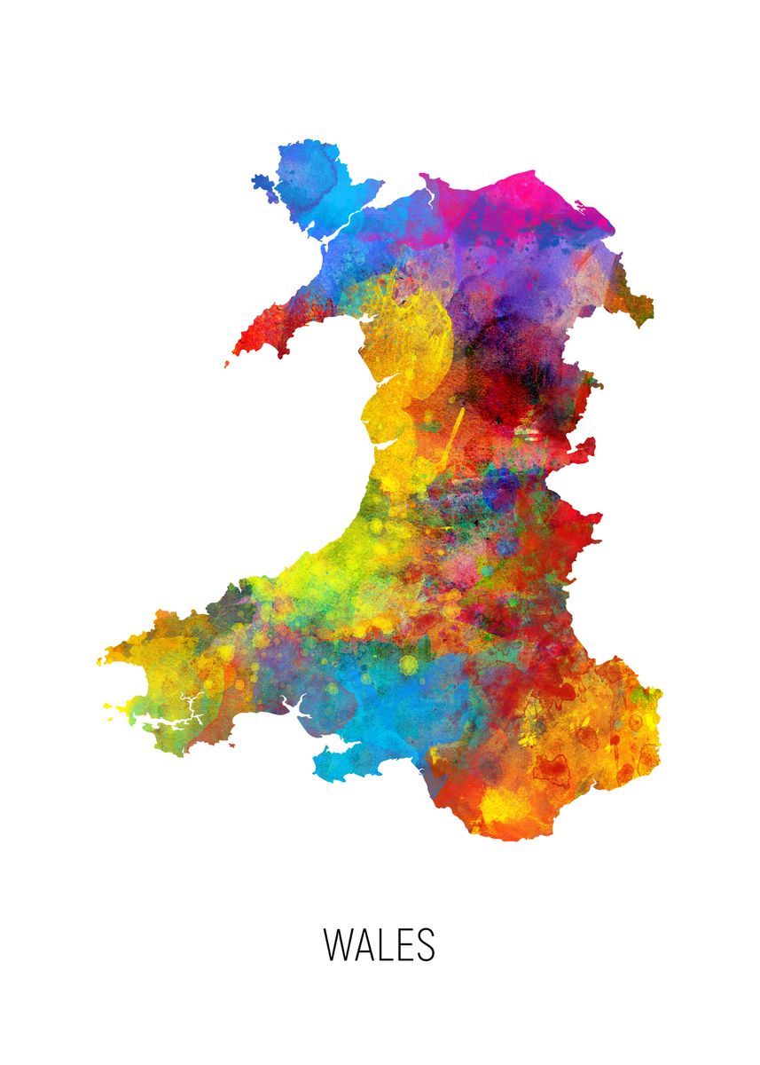 'Wales Map' Poster, picture, metal print, paint by Michael Tompsett ...