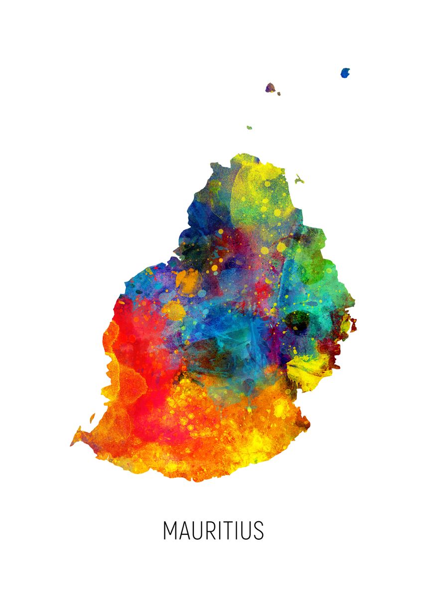 'Mauritius Map' Poster, picture, metal print, paint by Michael Tompsett ...