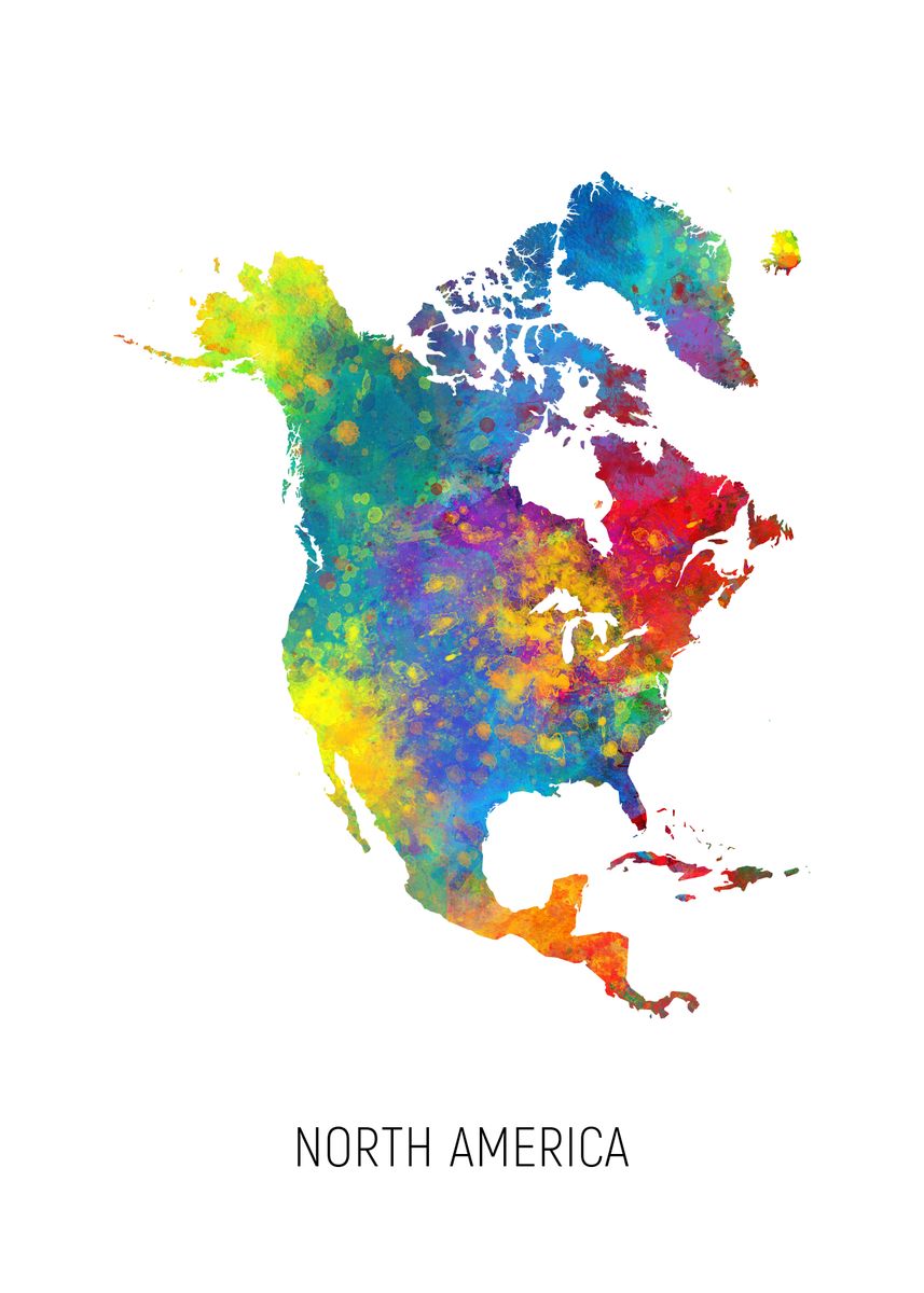 'North America Map' Poster, picture, metal print, paint by Michael ...