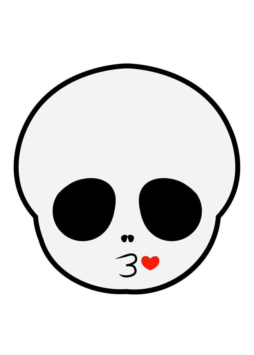 'cute skull blowing kisses' Poster, picture, metal print, paint by ...
