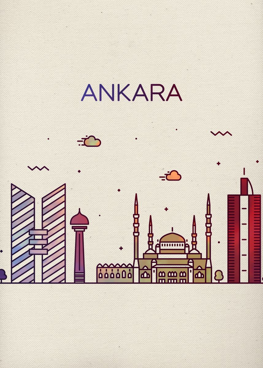 'Ankara Turkey City Skyline' Poster by Design Turnpike | Displate