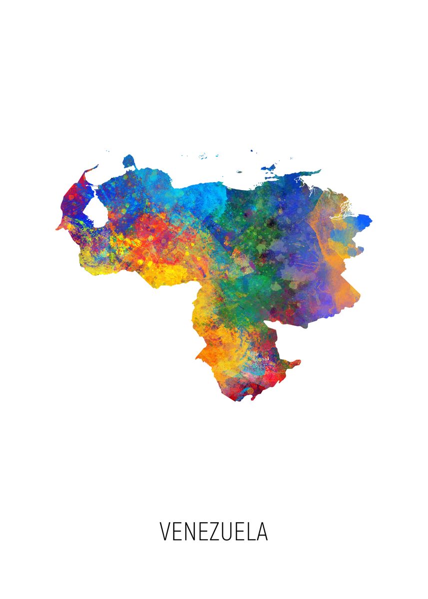 'Venezuela Map' Poster, picture, metal print, paint by Michael Tompsett ...