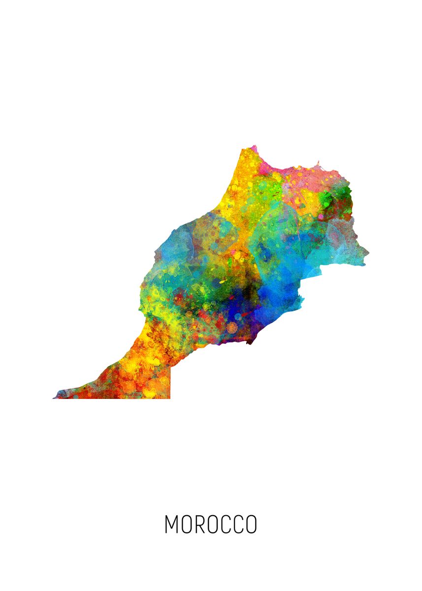 'Morocco Map' Poster, picture, metal print, paint by Michael Tompsett ...