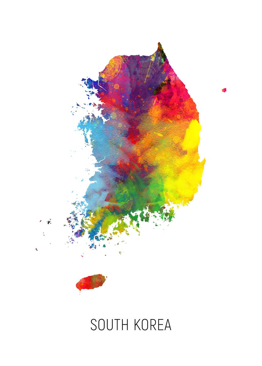 'South Korea Map' Poster, picture, metal print, paint by Michael ...
