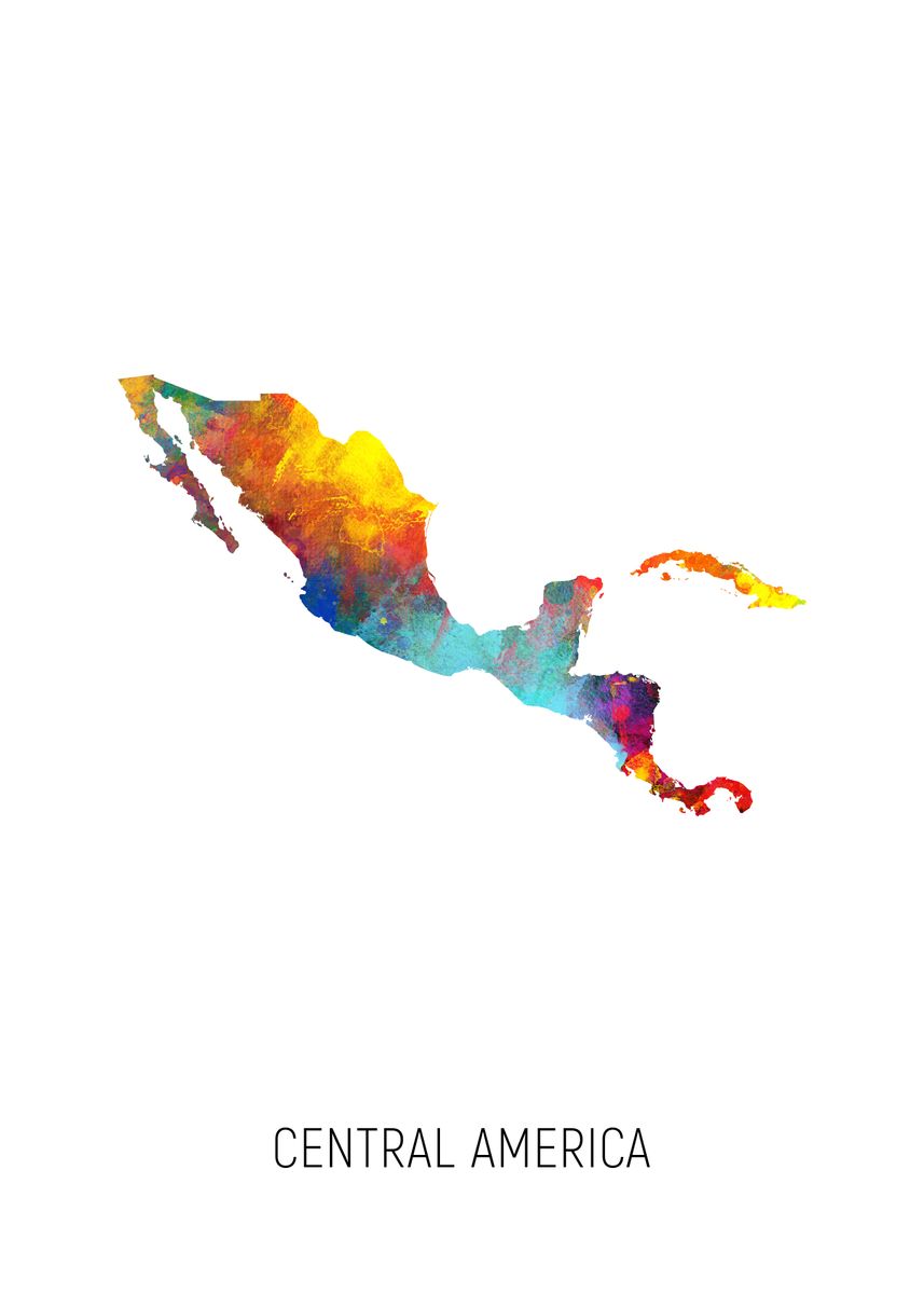'Central America Map' Poster, picture, metal print, paint by Michael ...