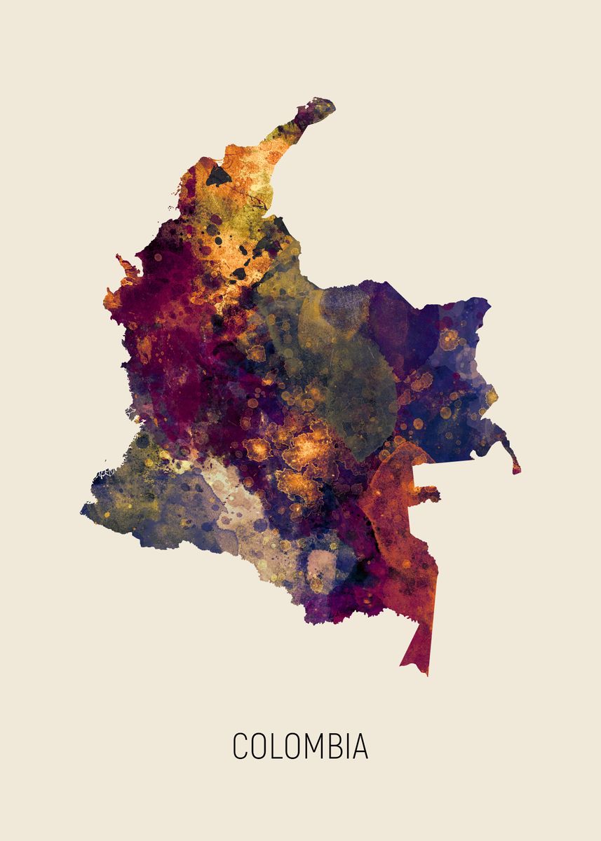 'Colombia Map' Poster, picture, metal print, paint by Michael Tompsett ...