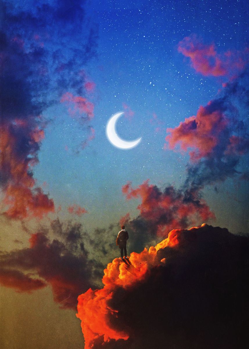 'Moon Dream' Poster, picture, metal print, paint by seam less | Displate