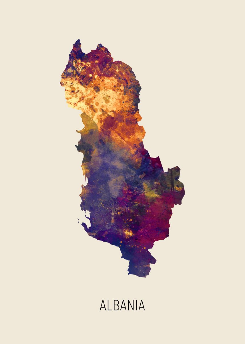 'Albania Map' Poster by Michael Tompsett | Displate