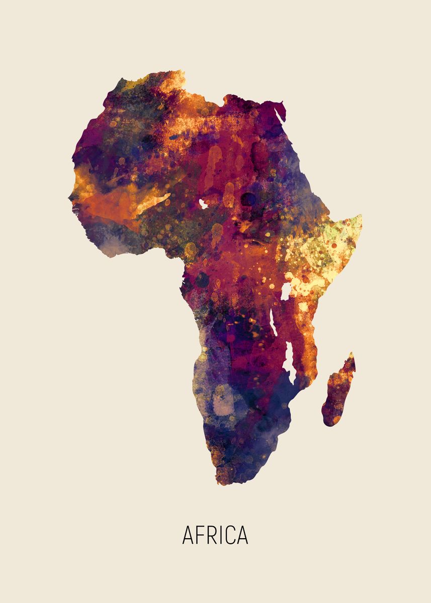 'Africa Map' Poster, picture, metal print, paint by Michael Tompsett ...