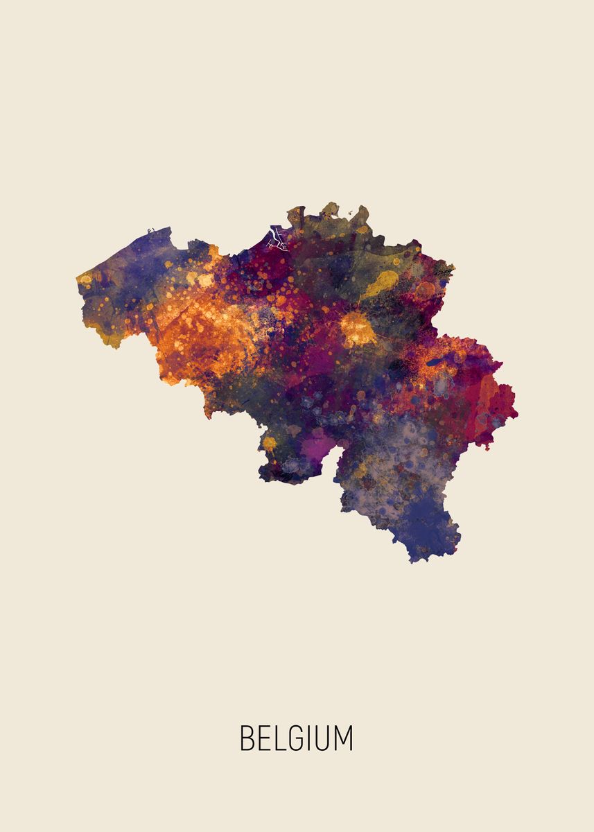 'Belgium Map' Poster, picture, metal print, paint by Michael Tompsett ...