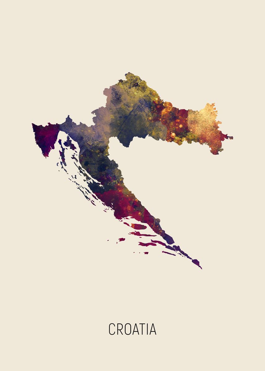 'Croatia Map' Poster, picture, metal print, paint by Michael Tompsett ...