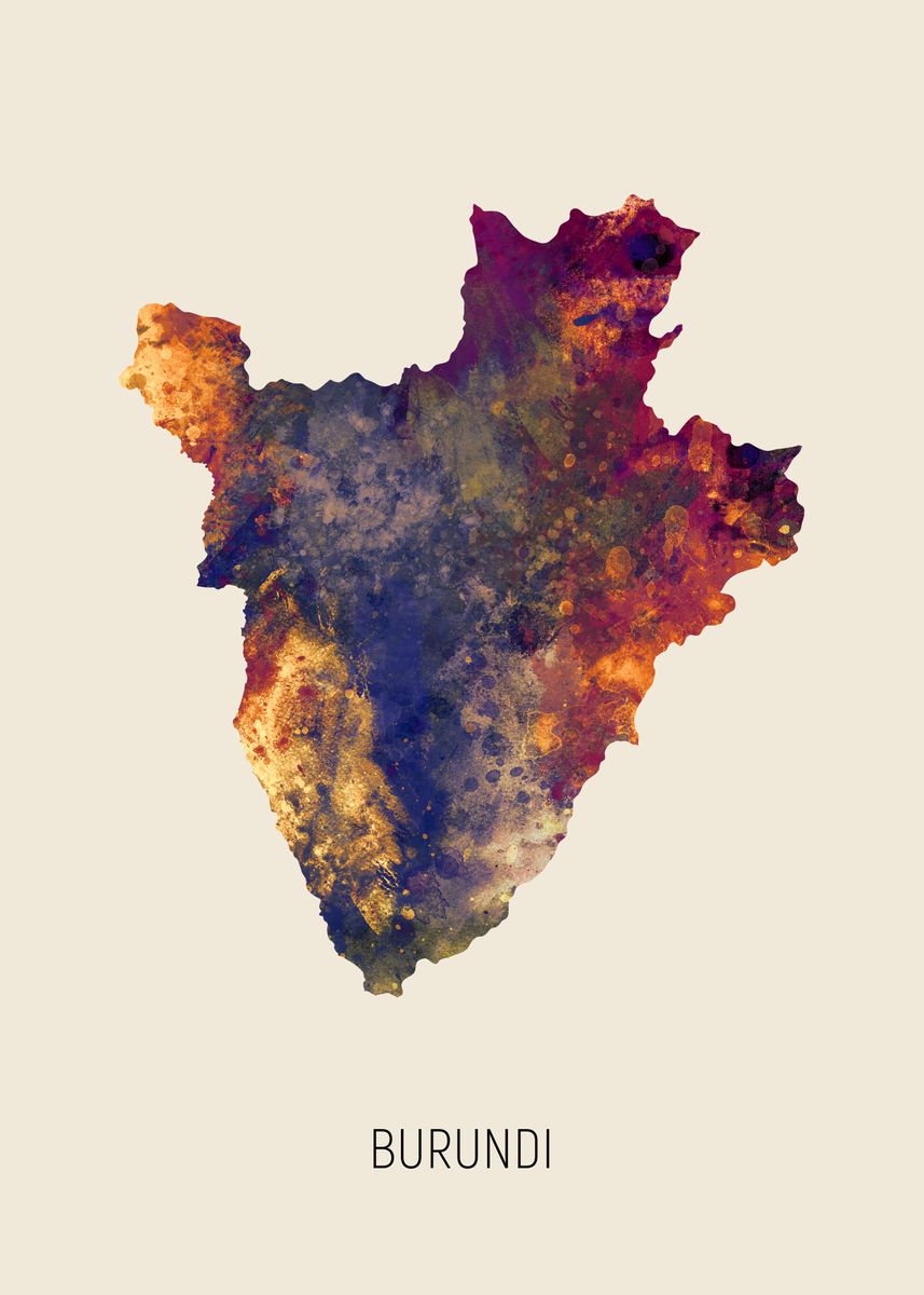 'Burundi Map' Poster, picture, metal print, paint by Michael Tompsett ...