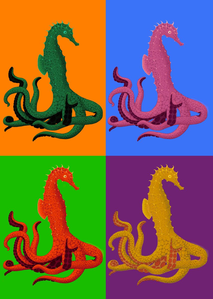 'Octohorse Popart' Poster, picture, metal print, paint by Luise Schmidt ...