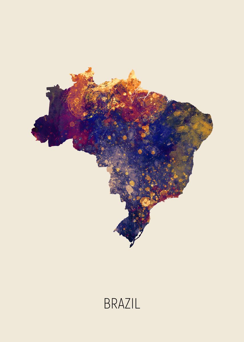 'Brazil Map' Poster, picture, metal print, paint by Michael Tompsett ...