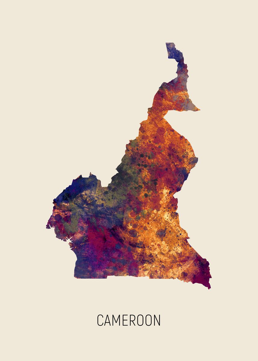 'Cameroon Map' Poster, picture, metal print, paint by Michael Tompsett ...
