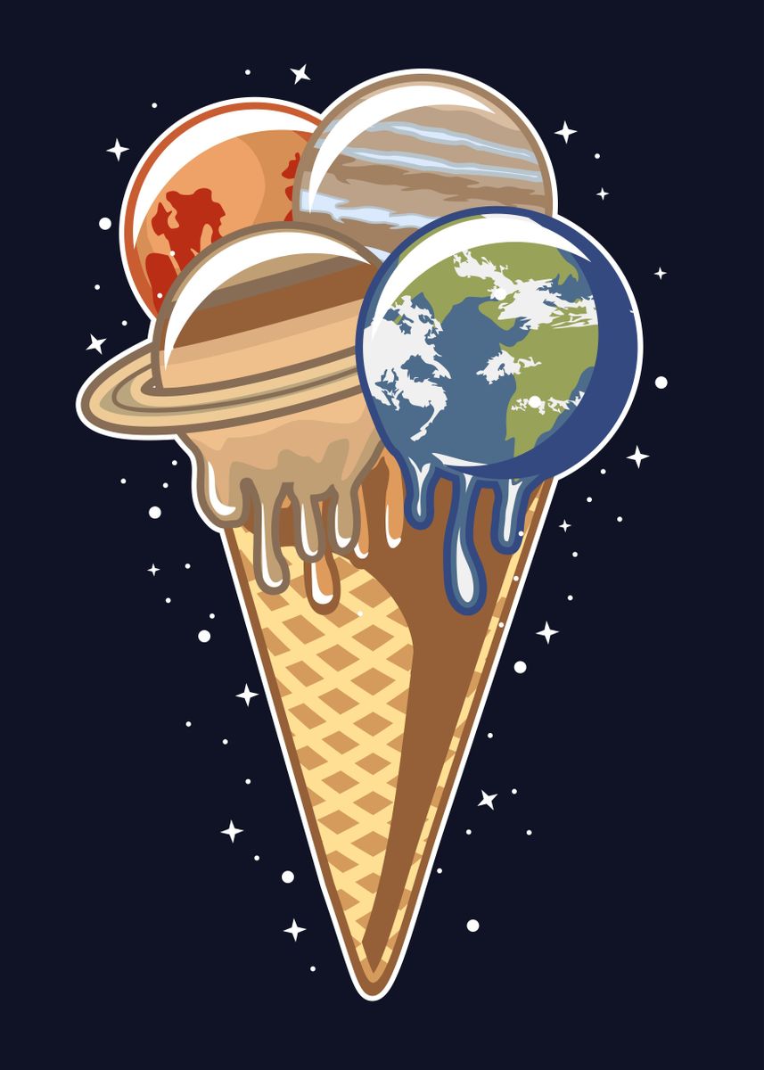 'Planet Ice Cream' Poster, picture, metal print, paint by Black Iris ...