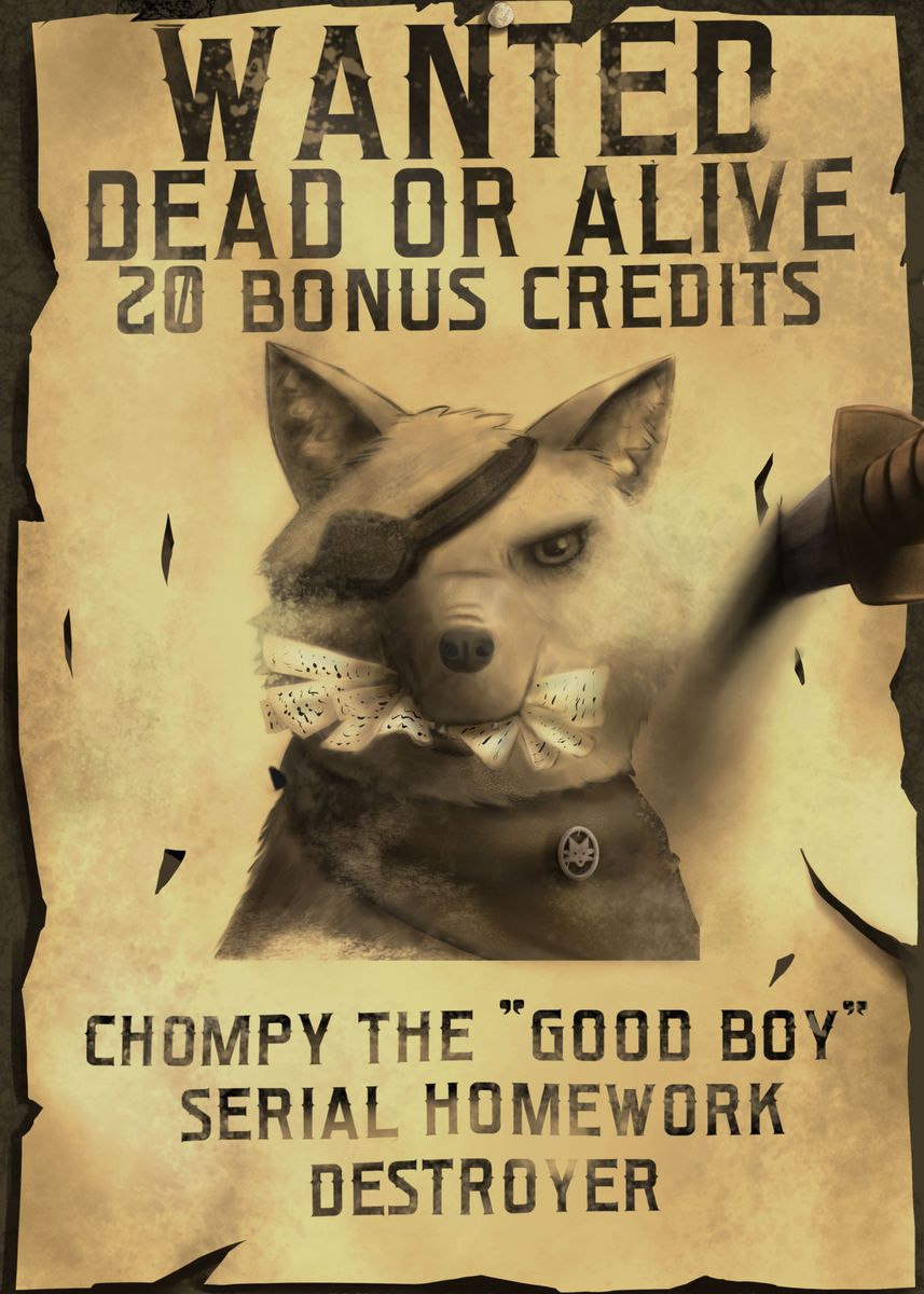 'Chompy the good boy' Poster, picture, metal print, paint by Husky ...