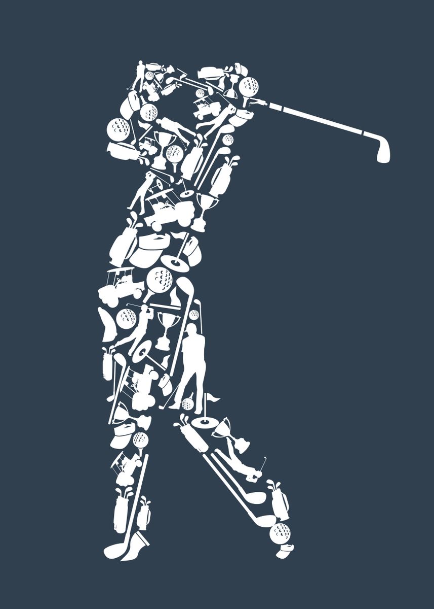 'Golf Player' Poster, picture, metal print, paint by Black Iris | Displate