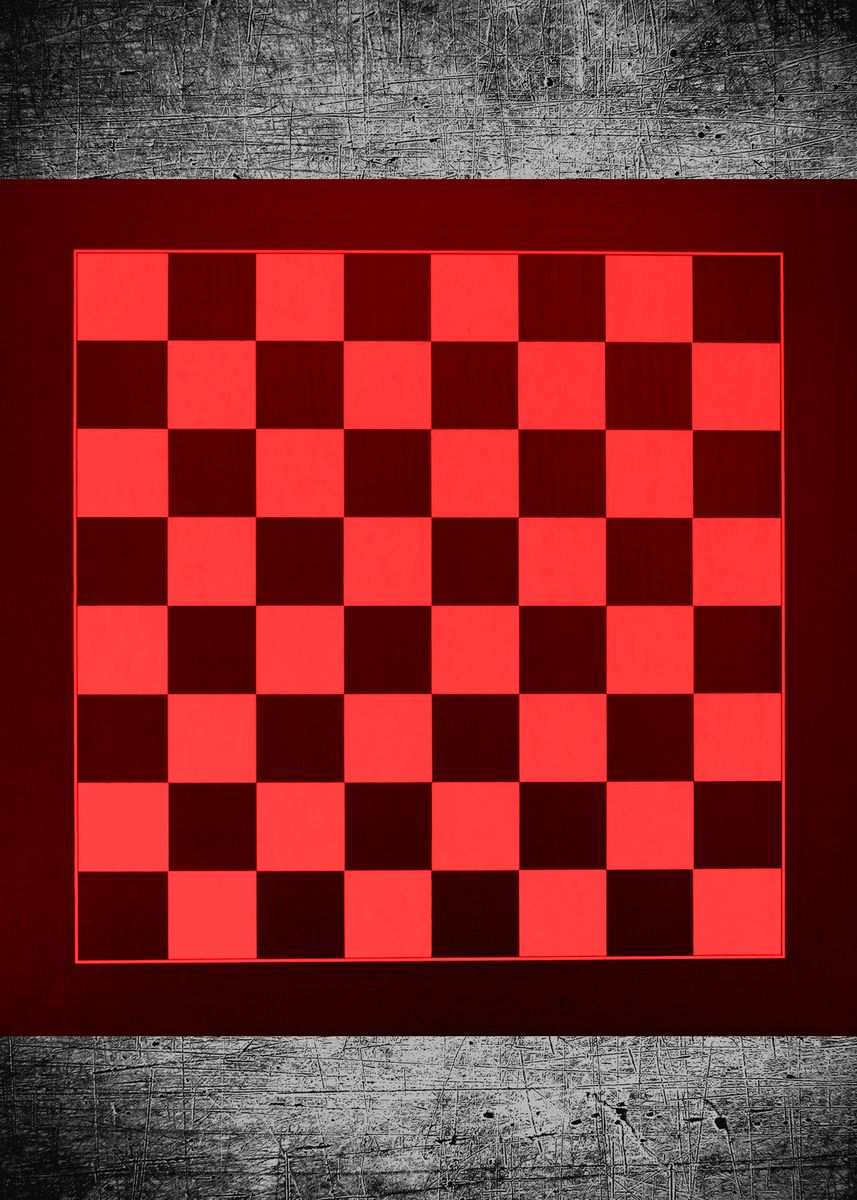 'Chess Board Red Metallic' Poster, picture, metal print, paint by ...