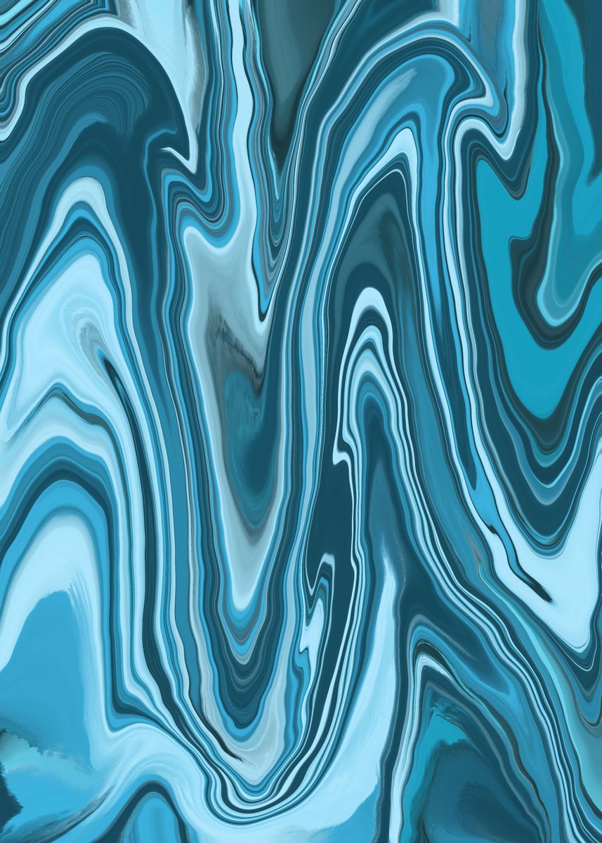 'Blue Squiggles' Poster, picture, metal print, paint by Alexandria ...