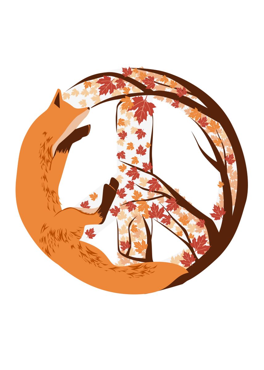 'Fox Peace' Poster, picture, metal print, paint by Black Iris | Displate