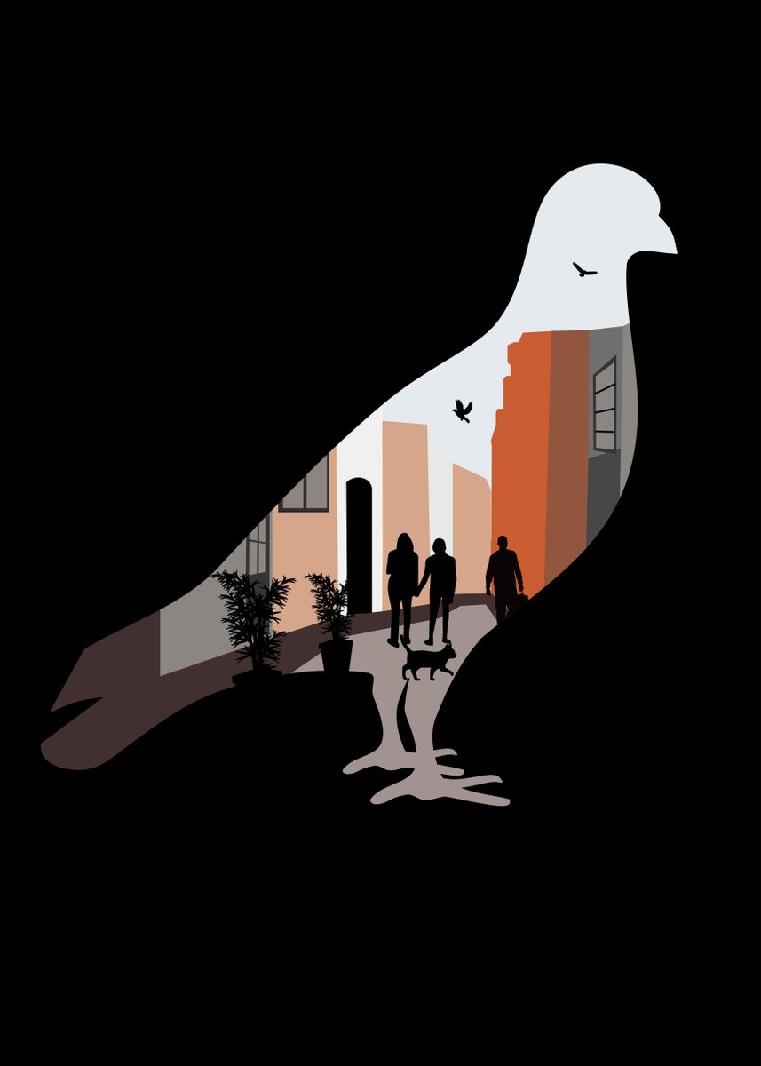 'Pigeon' Poster, picture, metal print, paint by Black Iris | Displate
