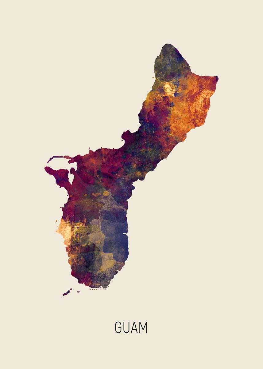 'Guam Map' Poster, picture, metal print, paint by Michael Tompsett ...