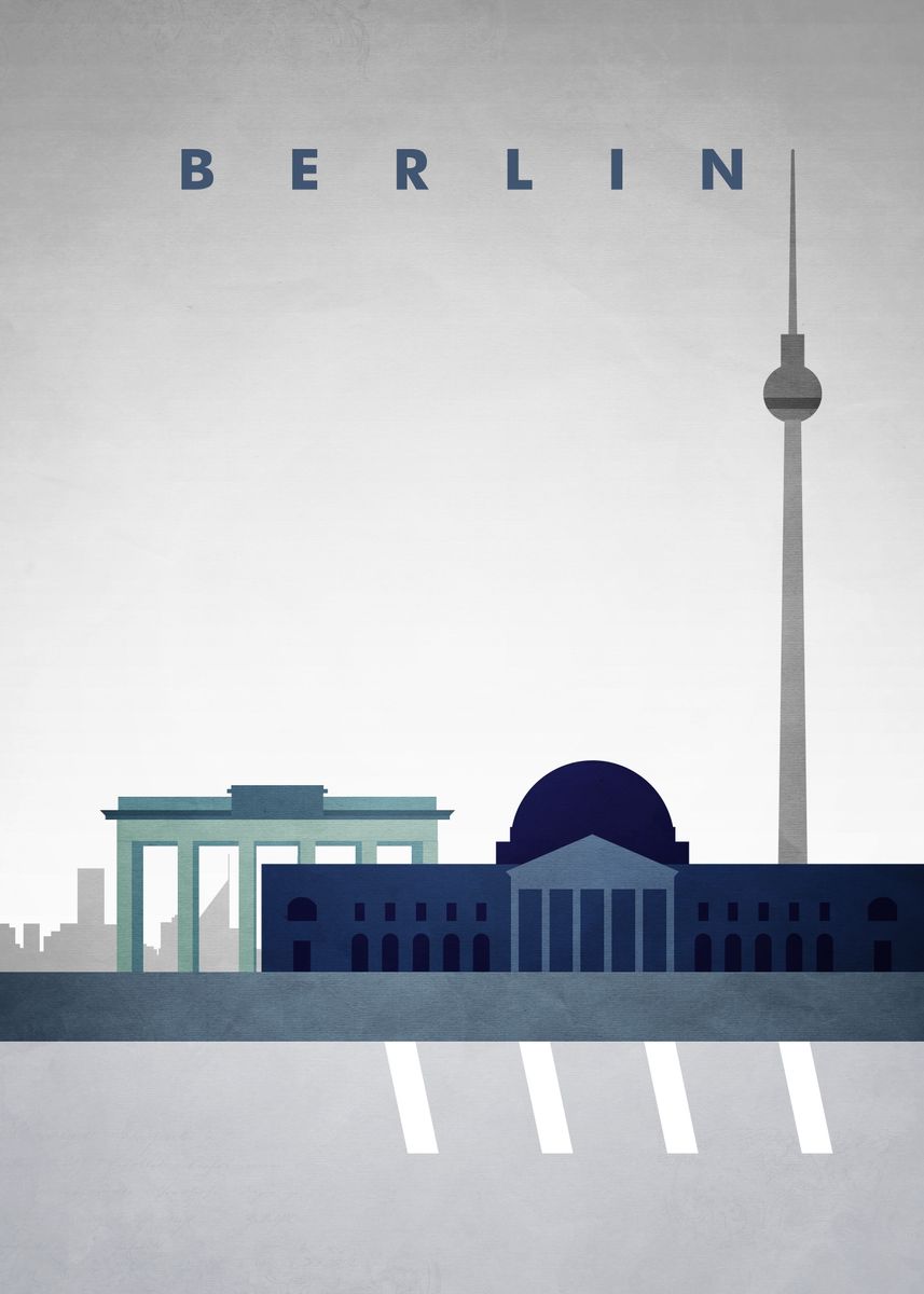 'Berlin Travel Poster' Poster by Black Foxe | Displate