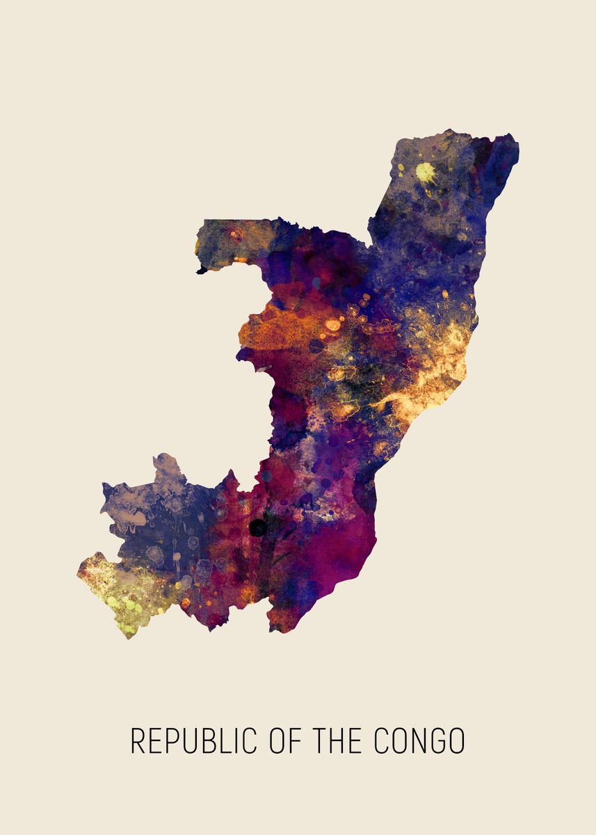 'Republic of the Congo Map' Poster, picture, metal print, paint by ...