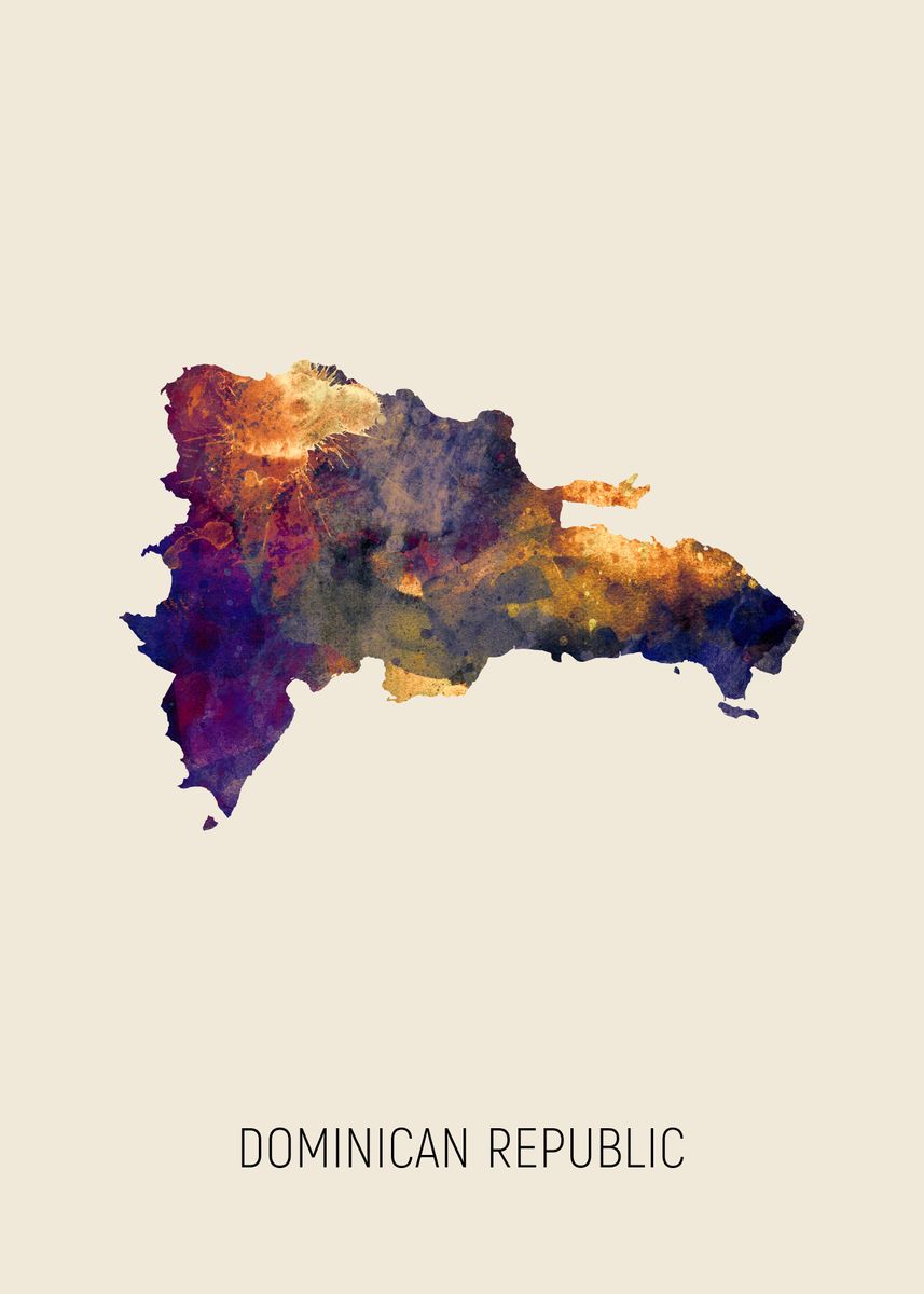 'Dominican Republic Map' Poster by Michael Tompsett | Displate