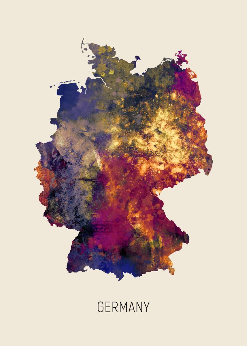 'Germany Map' Poster, picture, metal print, paint by Michael Tompsett ...