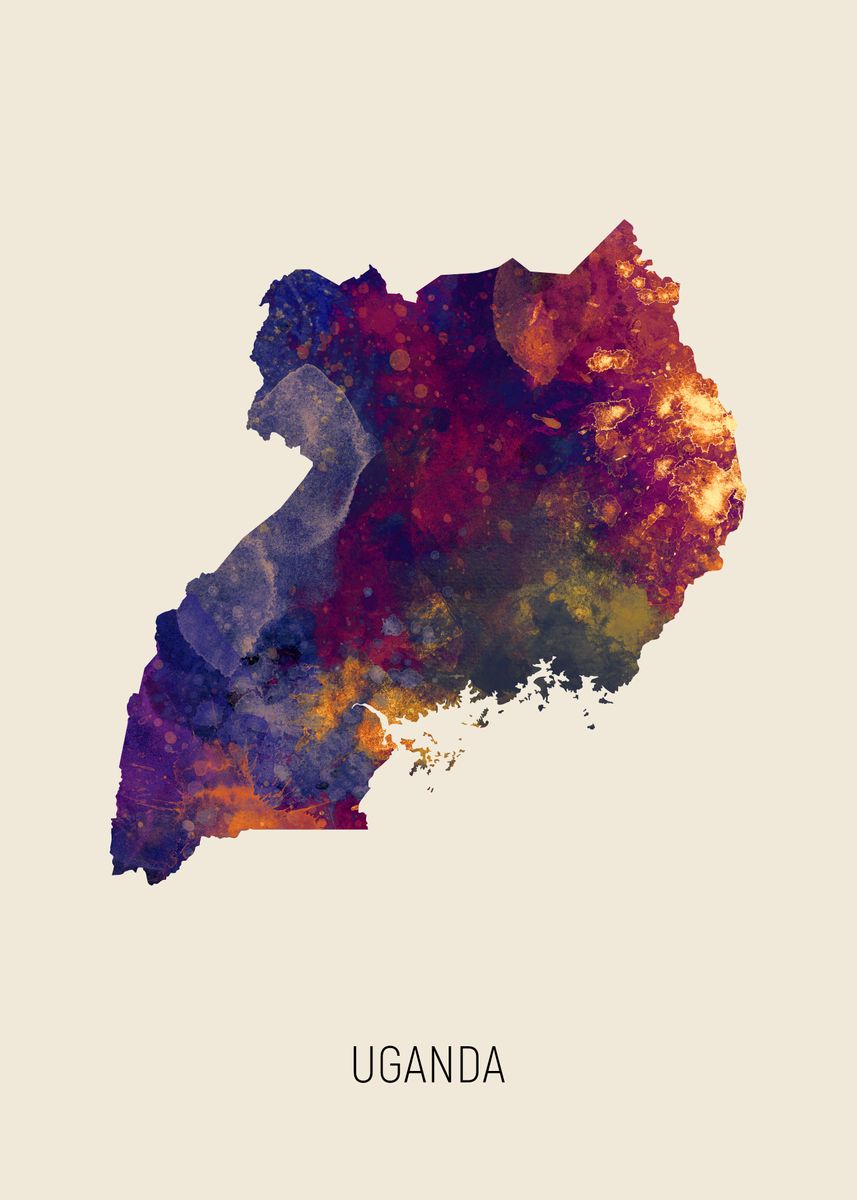 'Uganda Map' Poster, picture, metal print, paint by Michael Tompsett ...