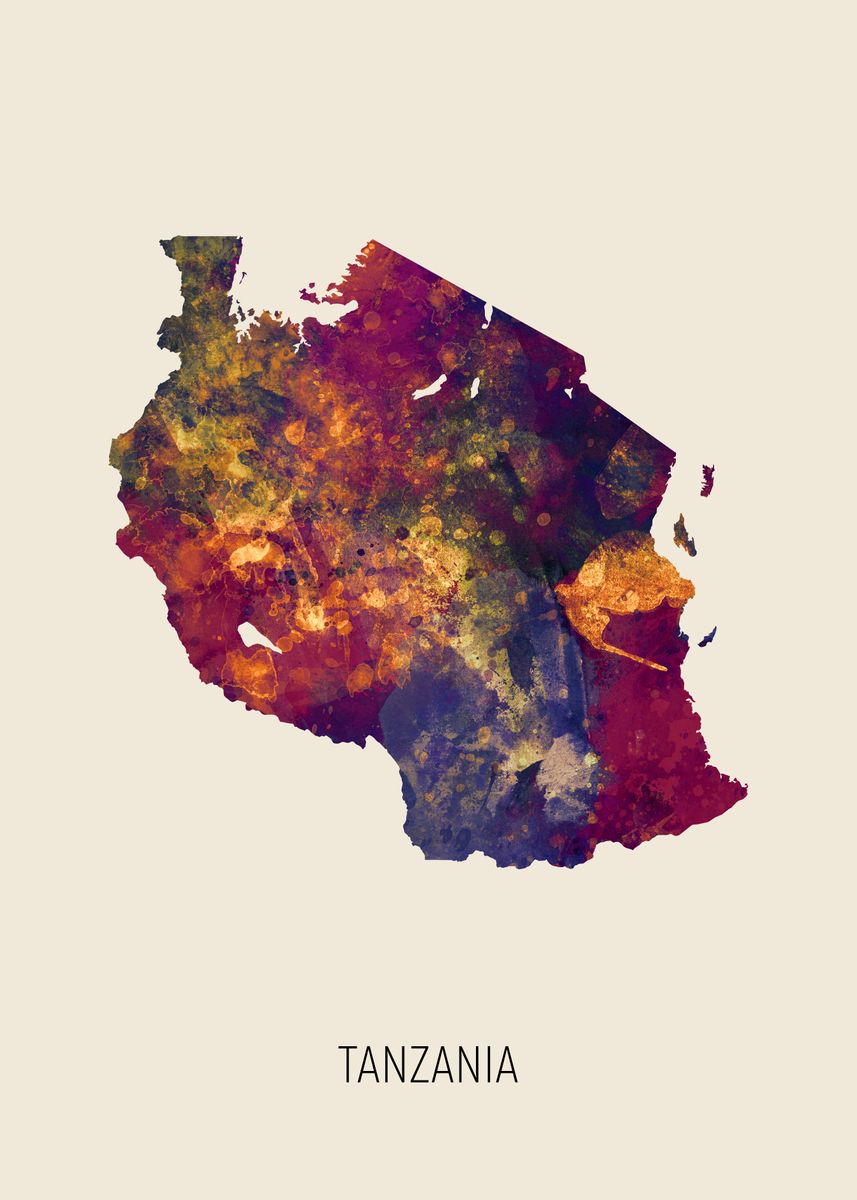 'Tanzania Map' Poster, picture, metal print, paint by Michael Tompsett ...