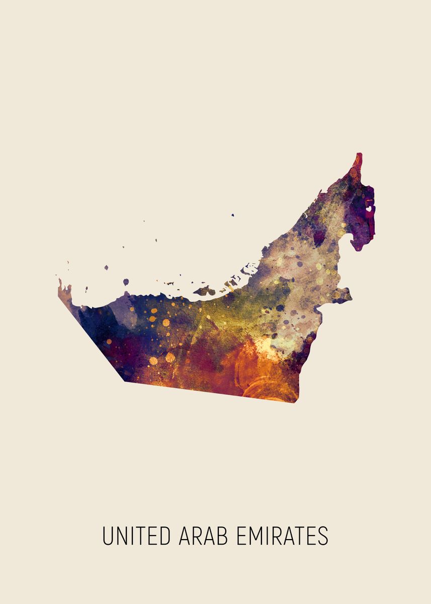 'United Arab Emirates Map' Poster, picture, metal print, paint by ...