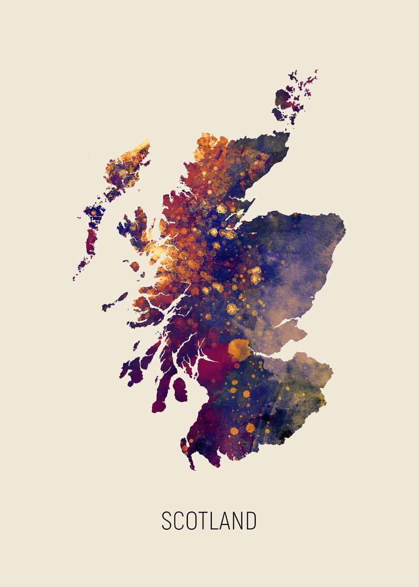 'Scotland Map' Poster, picture, metal print, paint by Michael Tompsett ...