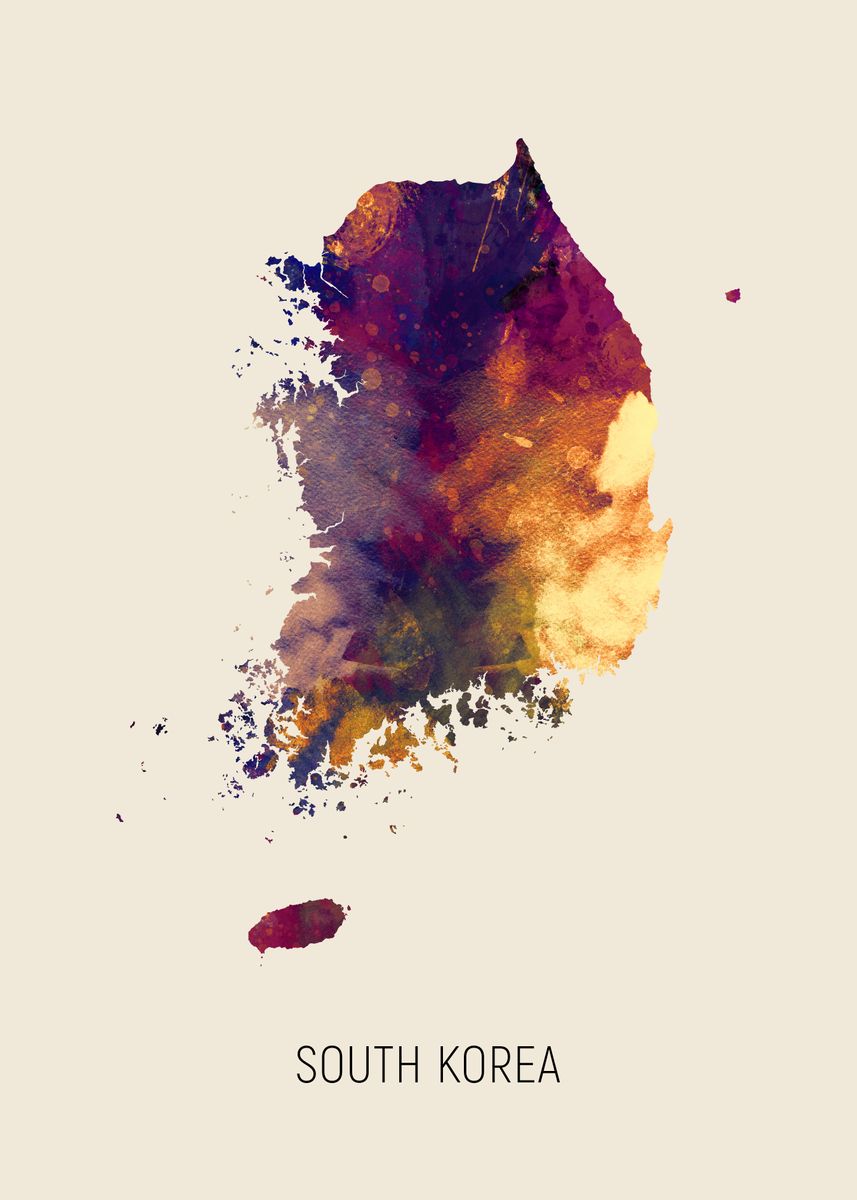 'South Korea Map' Poster by Michael Tompsett | Displate