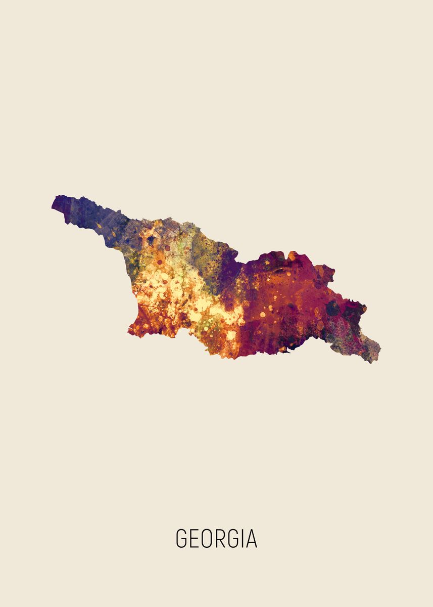'Georgia Map' Poster, picture, metal print, paint by Michael Tompsett ...