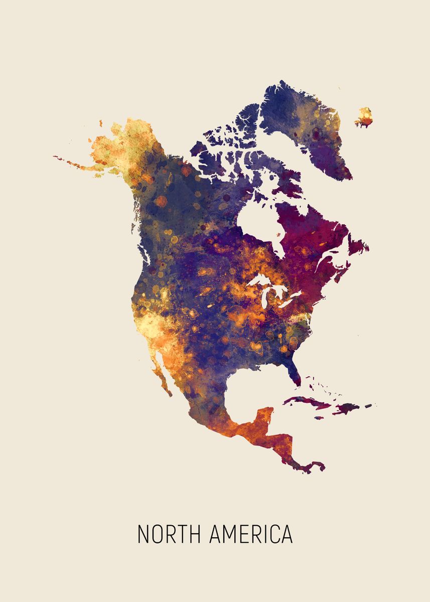 'North America Map' Poster, picture, metal print, paint by Michael ...